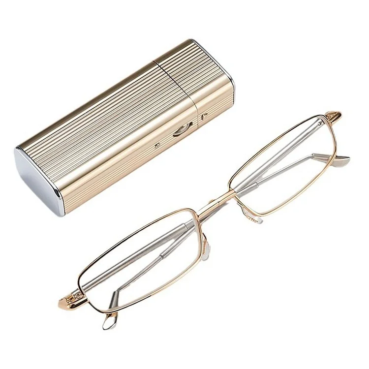 Mini Compact Reading Glasses with Case Portable Foldable Spring Hinge ...