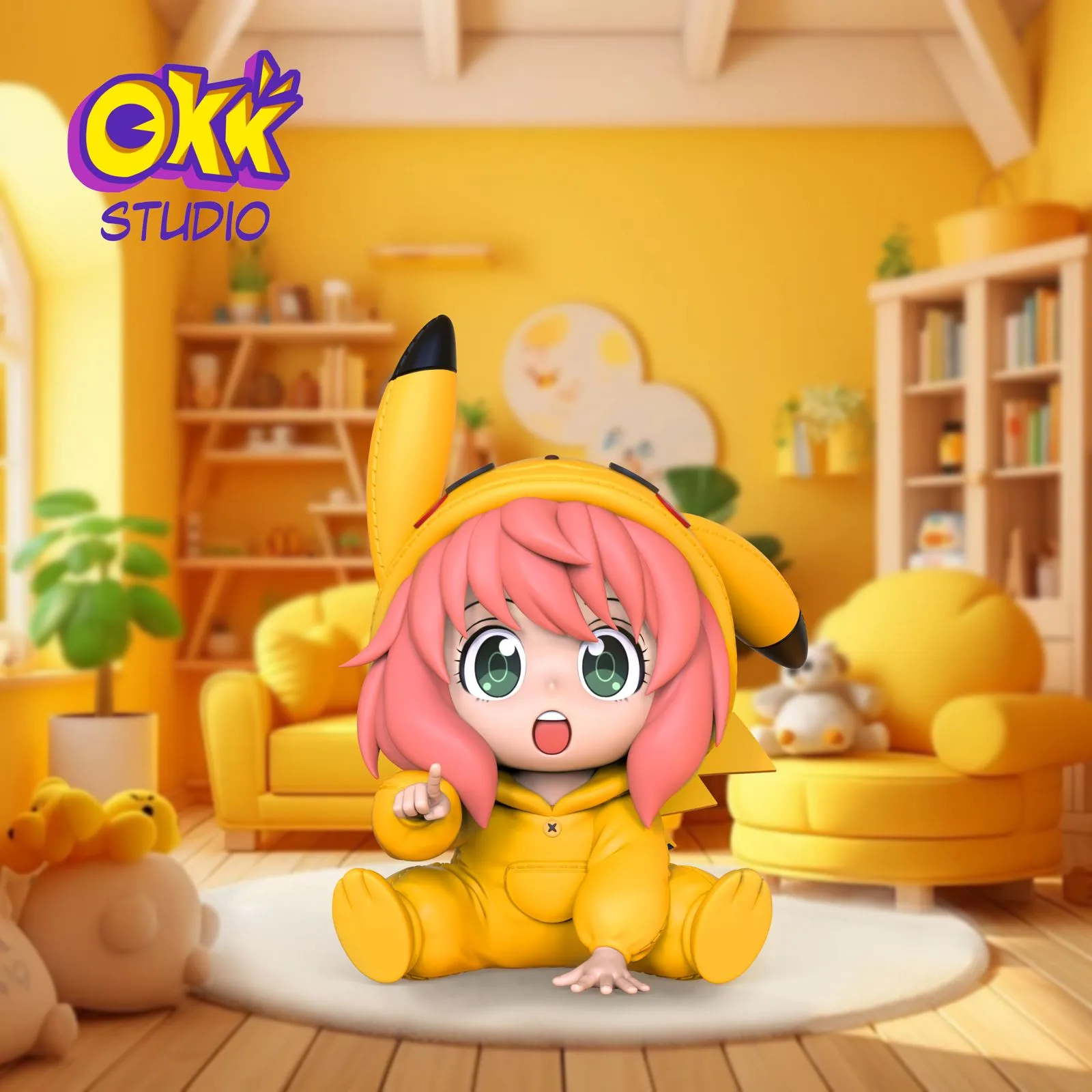 Pikachu Cosplay Anya Forger - Pokemon SPY X FAMILY Statue - OKK Studio