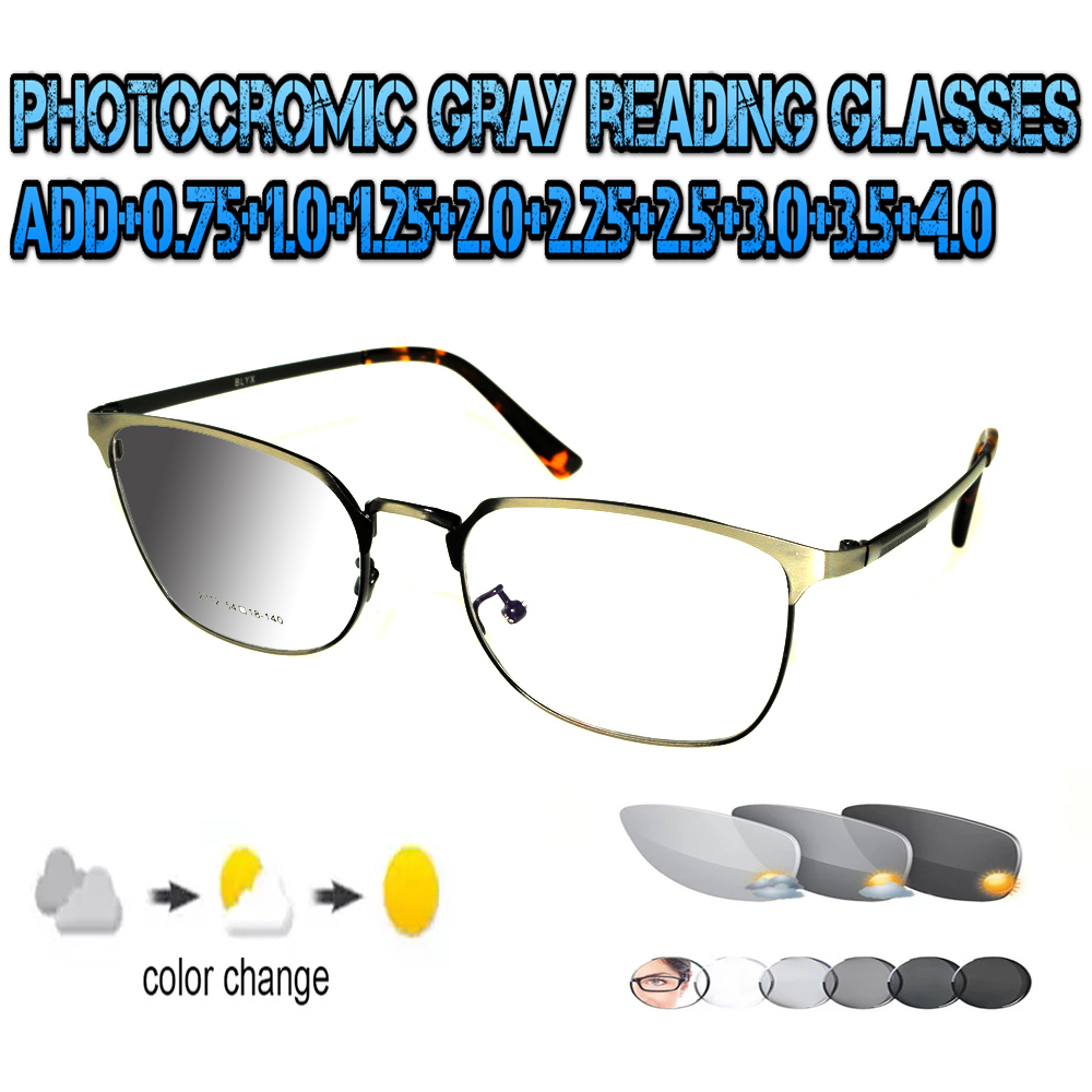 Photochromic Gray Reading Glasses Cat's Eyes Large Size Frame ...