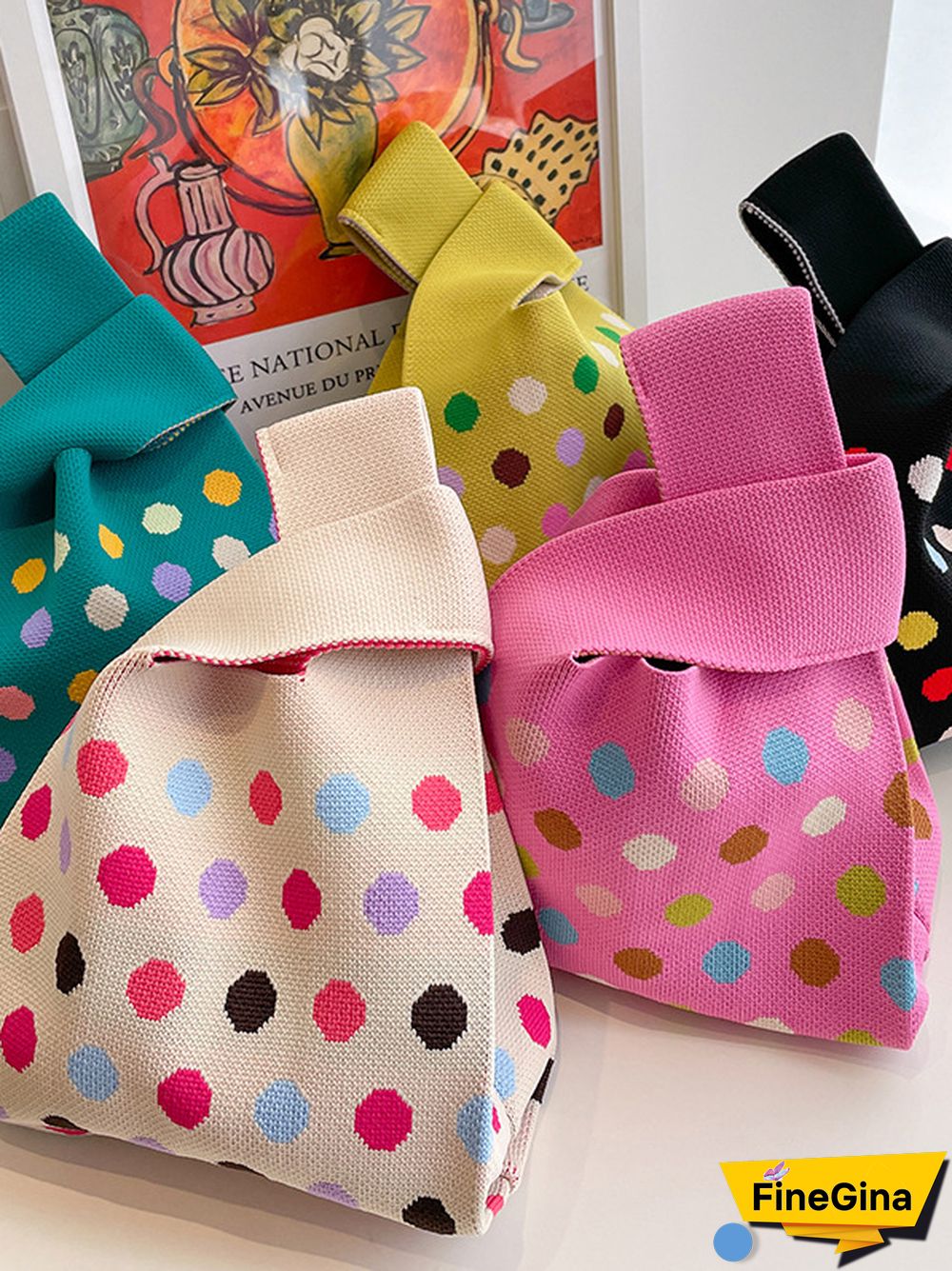 FineGina Multi-Colored Polka Dot Bags Handbags