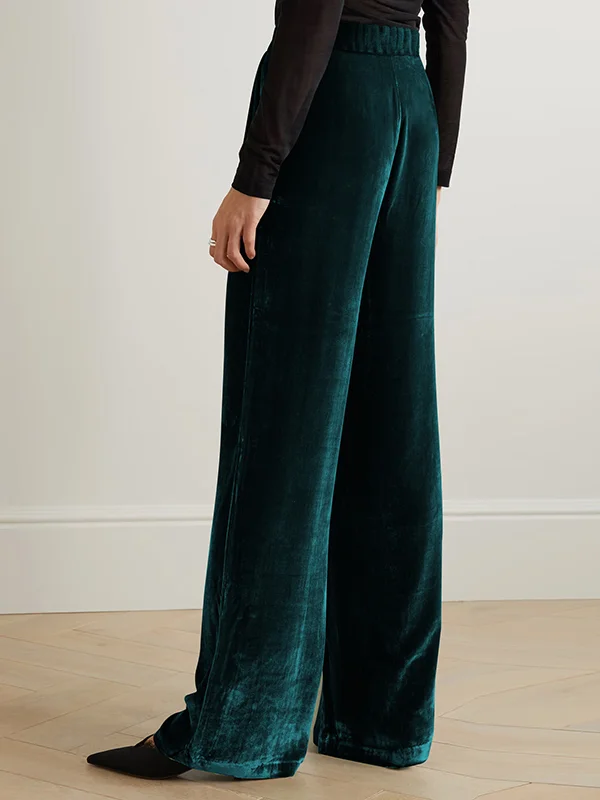 Elegantly Relaxed High-Waisted Solid Color Trousers