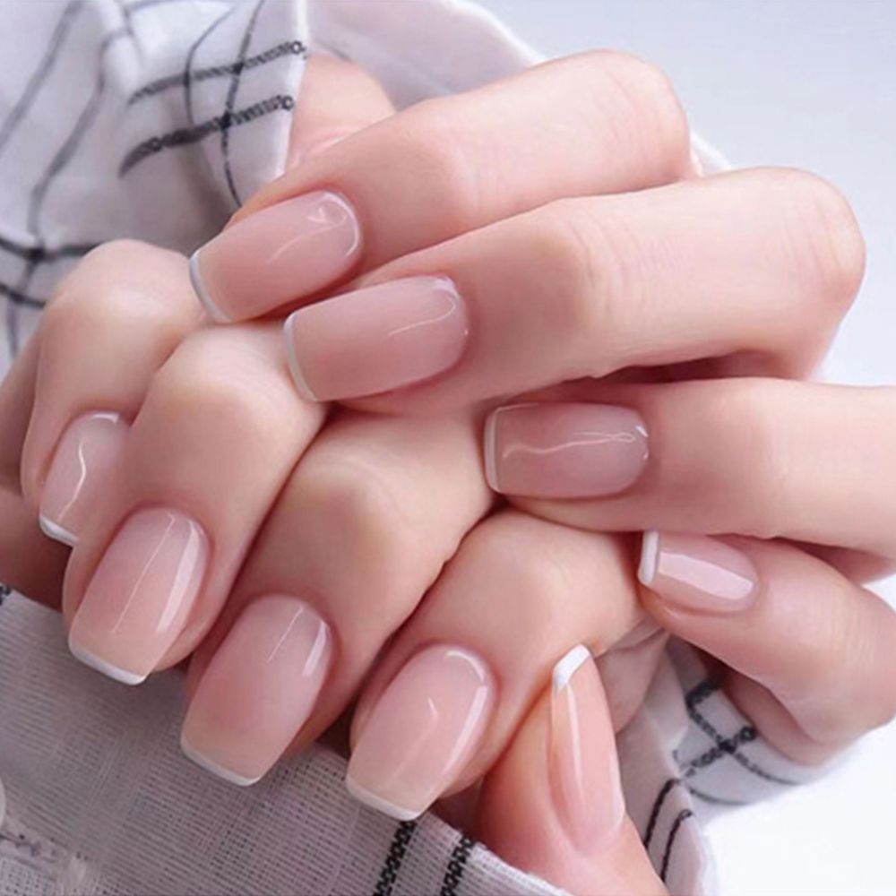 24pcs French False Nails Wave Design Fake Nails Summer Style Gradient ...