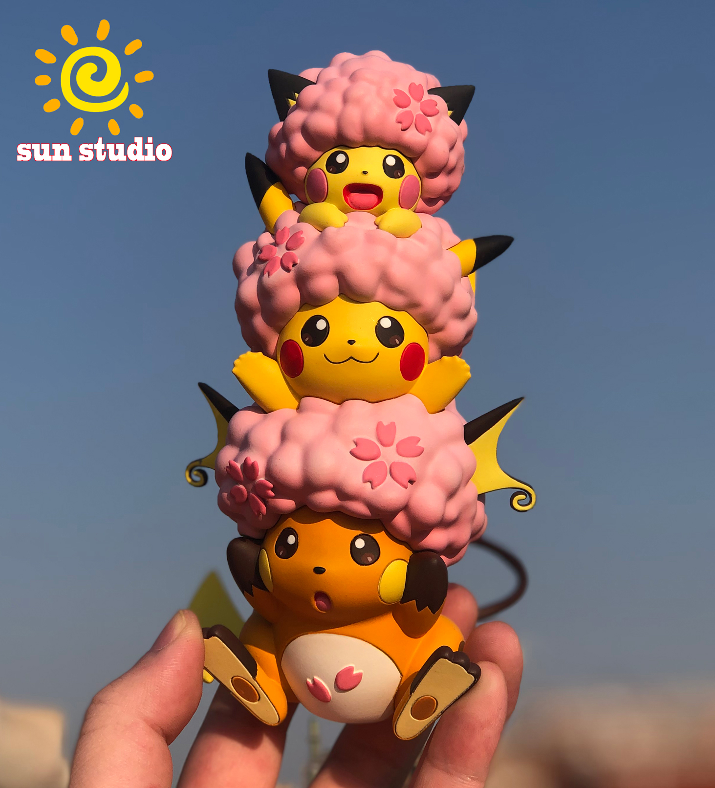 Sakura Pikachu Family - Pokemon Resin Statue - sun Studio