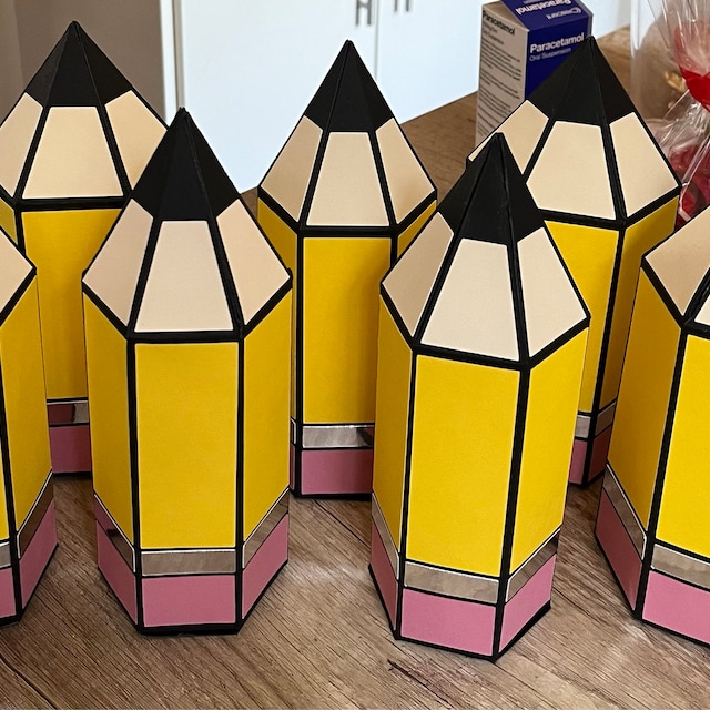 Pencil Favor Box Template Set-With Instructions