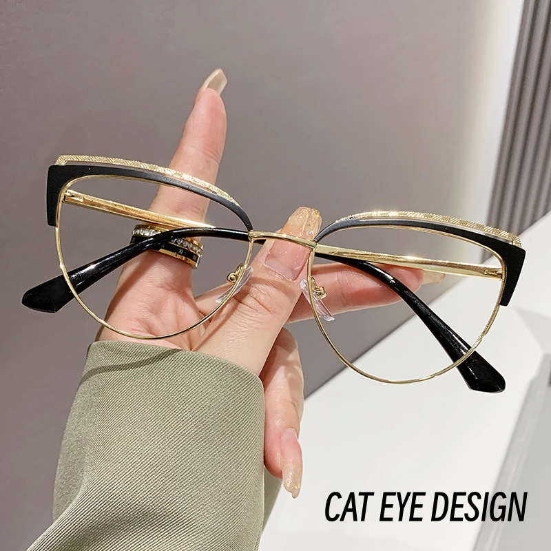 Unisex Metal Cat Eye Computer Glasses Ultra Light Blue Light Blocking ...