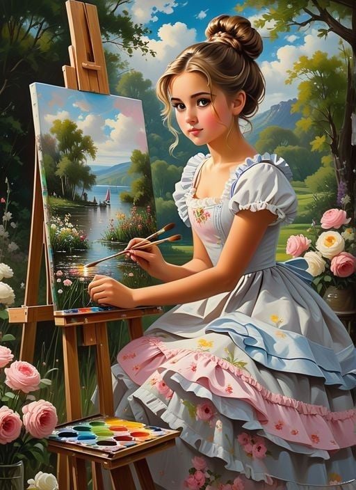 Girl Drawing (velvet cloth) full crystal round/square diamond painting