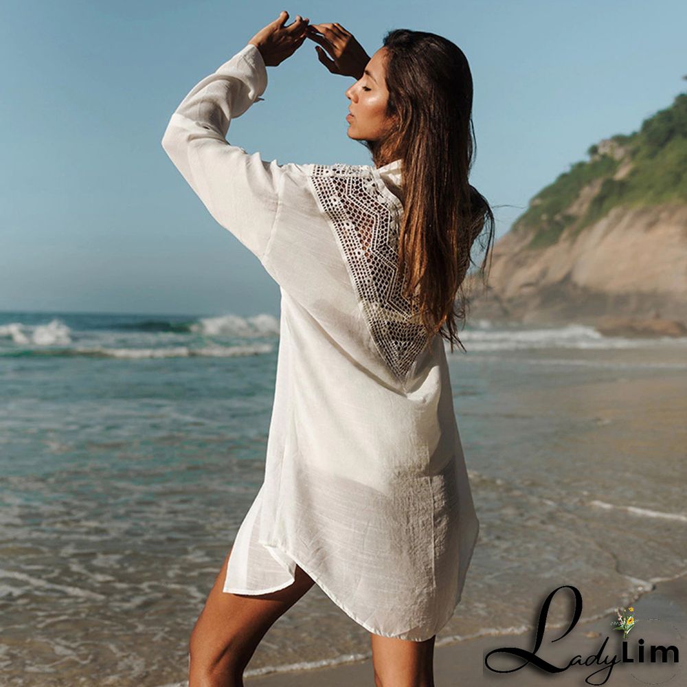 Lace White Beach Cover Up - Ladylim