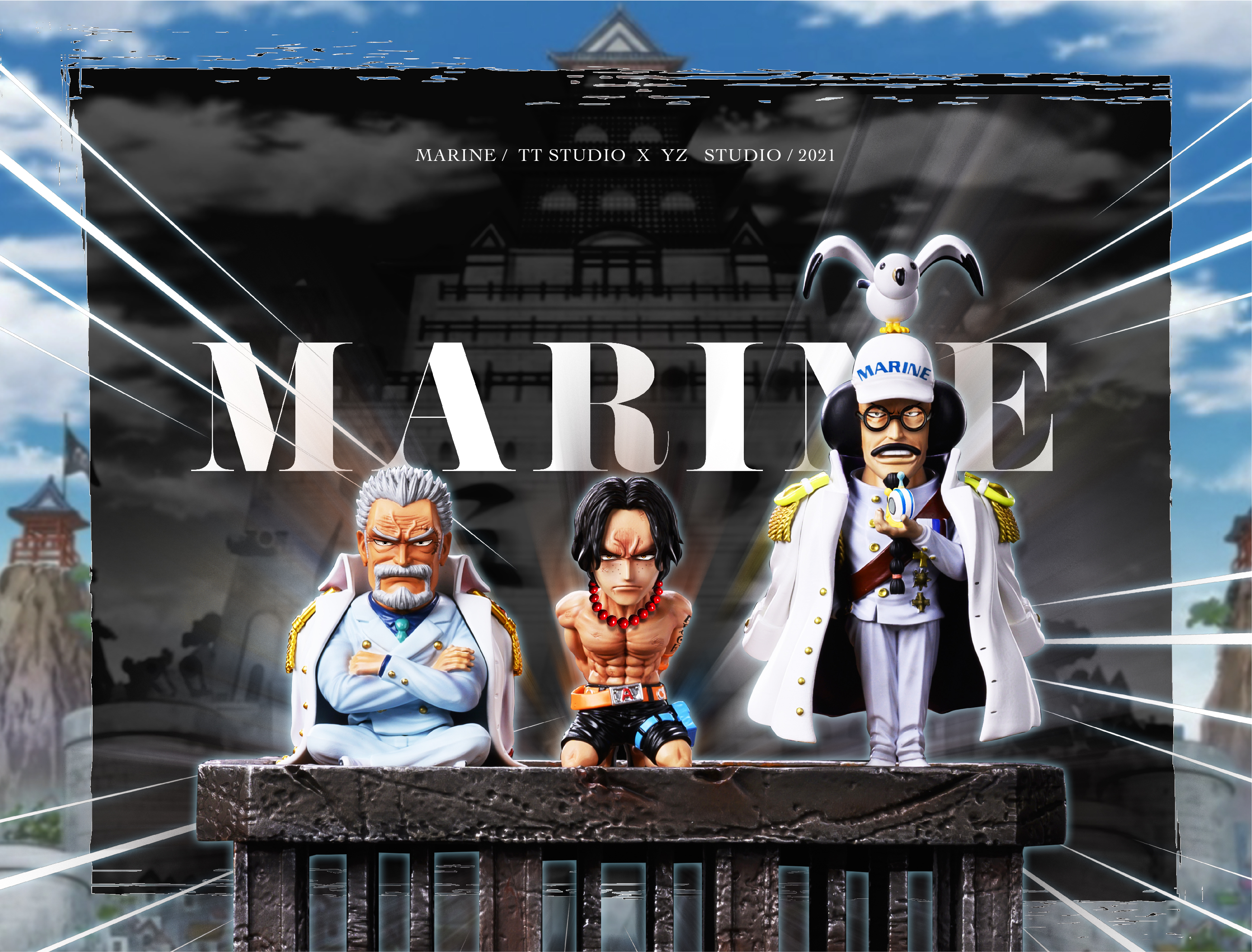 Execution Stand Ace, Garp & Sengoku - ONE PIECE Resin Statue - YZ ...