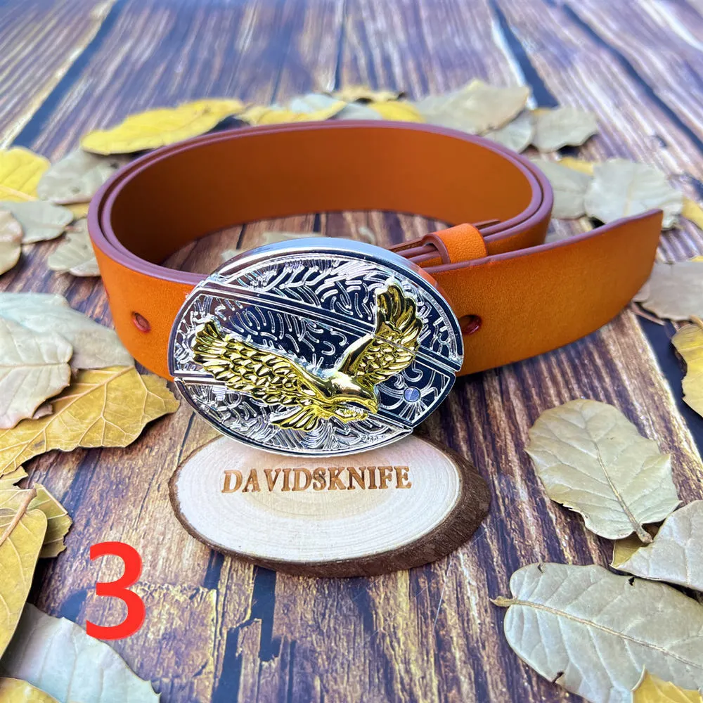 Western Belt and Gold Buckle with Pocket Knife