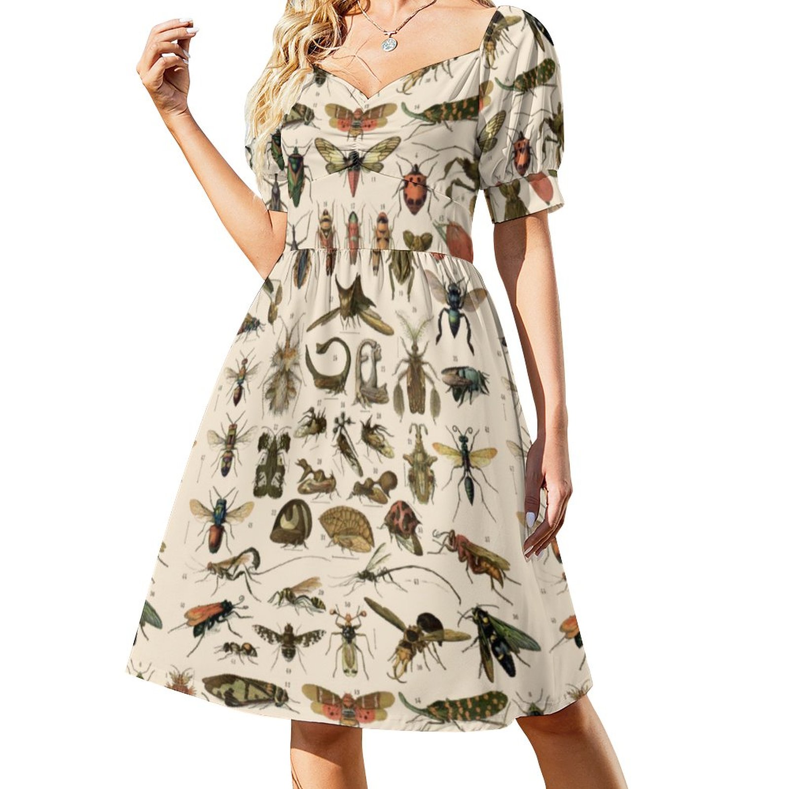 SFNEEWHO Vintage Colorful Insects Entomology Taxonomy Dress Women Boho ...
