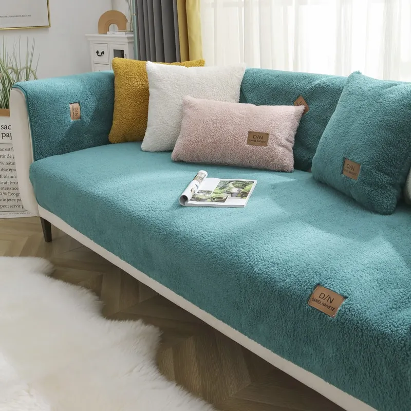 Nigikala Soild Color Sofa Covers Towel Soft Plush Couch Cover For ...