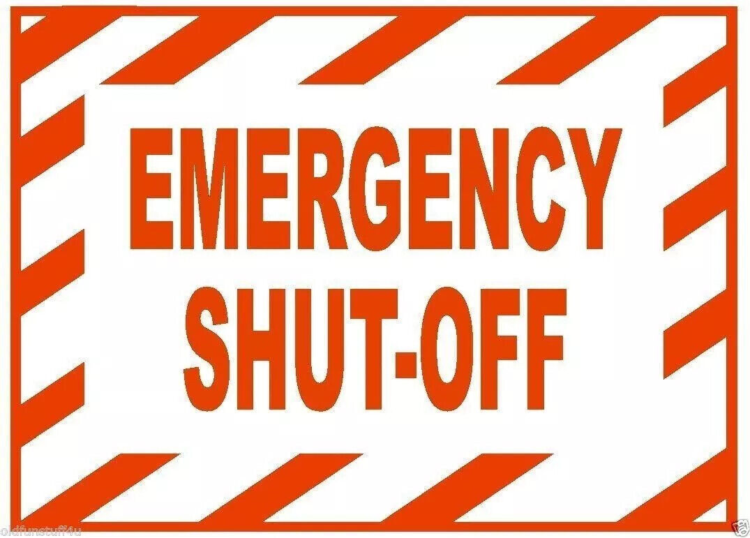 Emergency Shut Off Electrical Power Safety Sign Sticker Decal