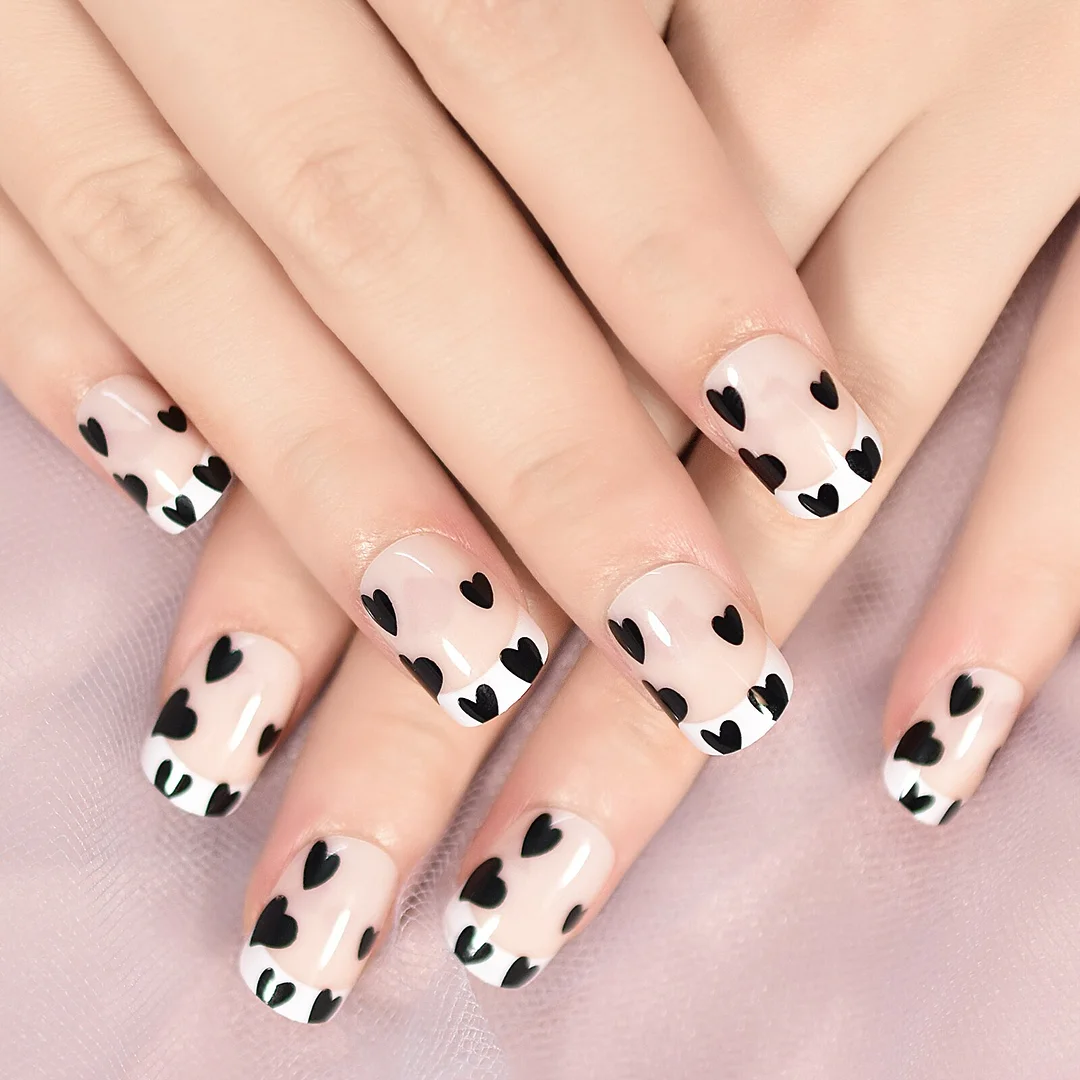 Churchf Pink Franch Nails Spirit Cat Medium Square Fingernails Night ...