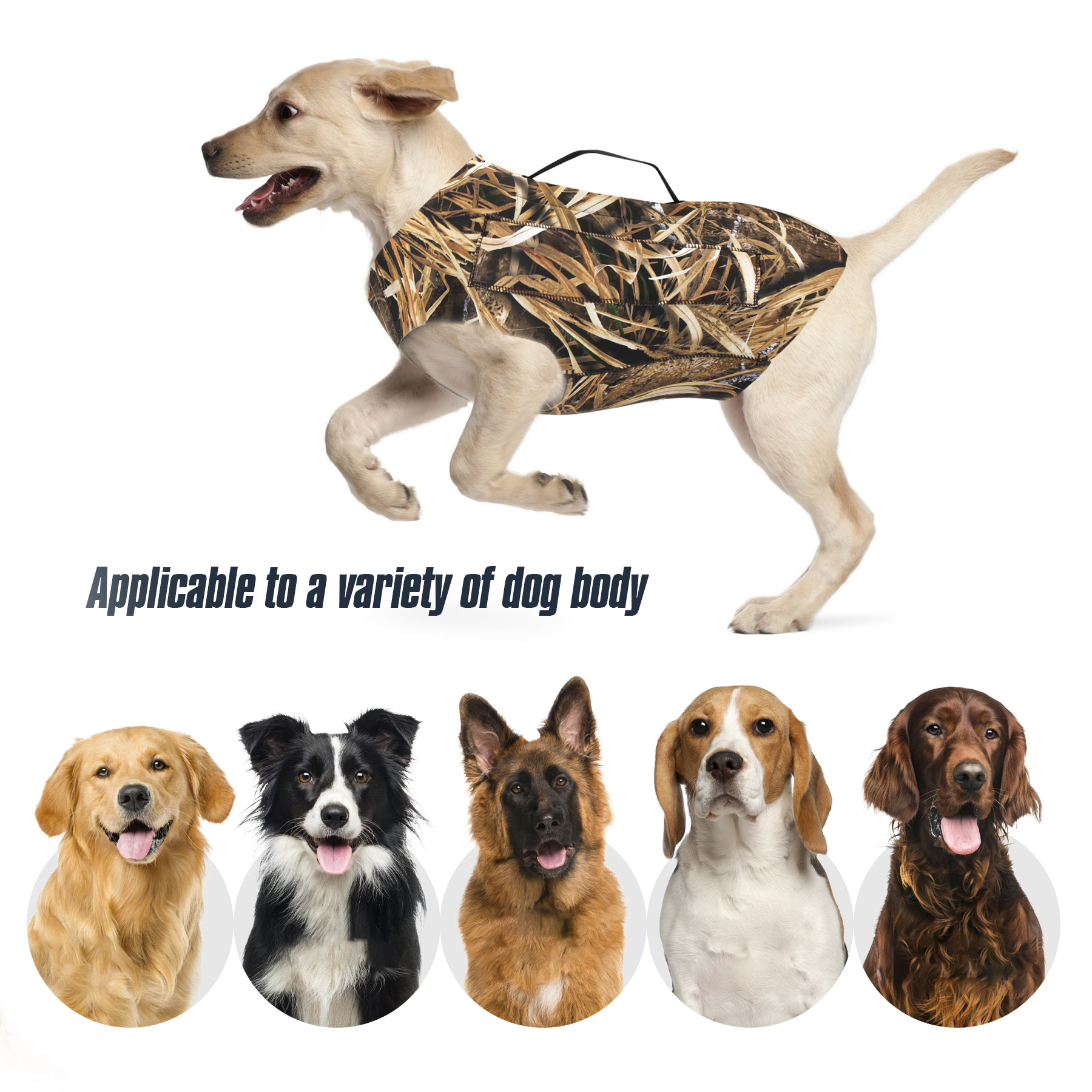 Neoprene Camo Dog Safety Vest Dog Parka Sleeveless Waistcoat Hunting