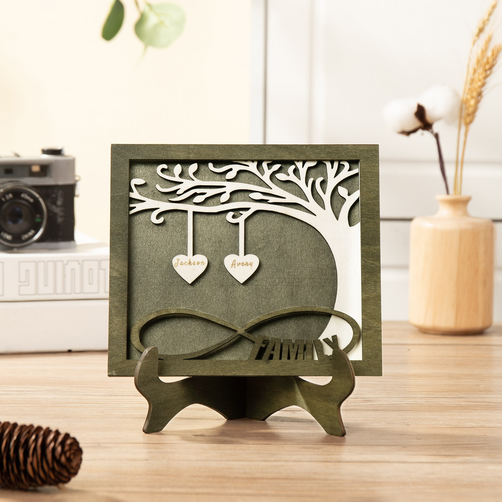 Family Tree Wood Frame Personalized Family Tree Sign Custom 2 Names ...