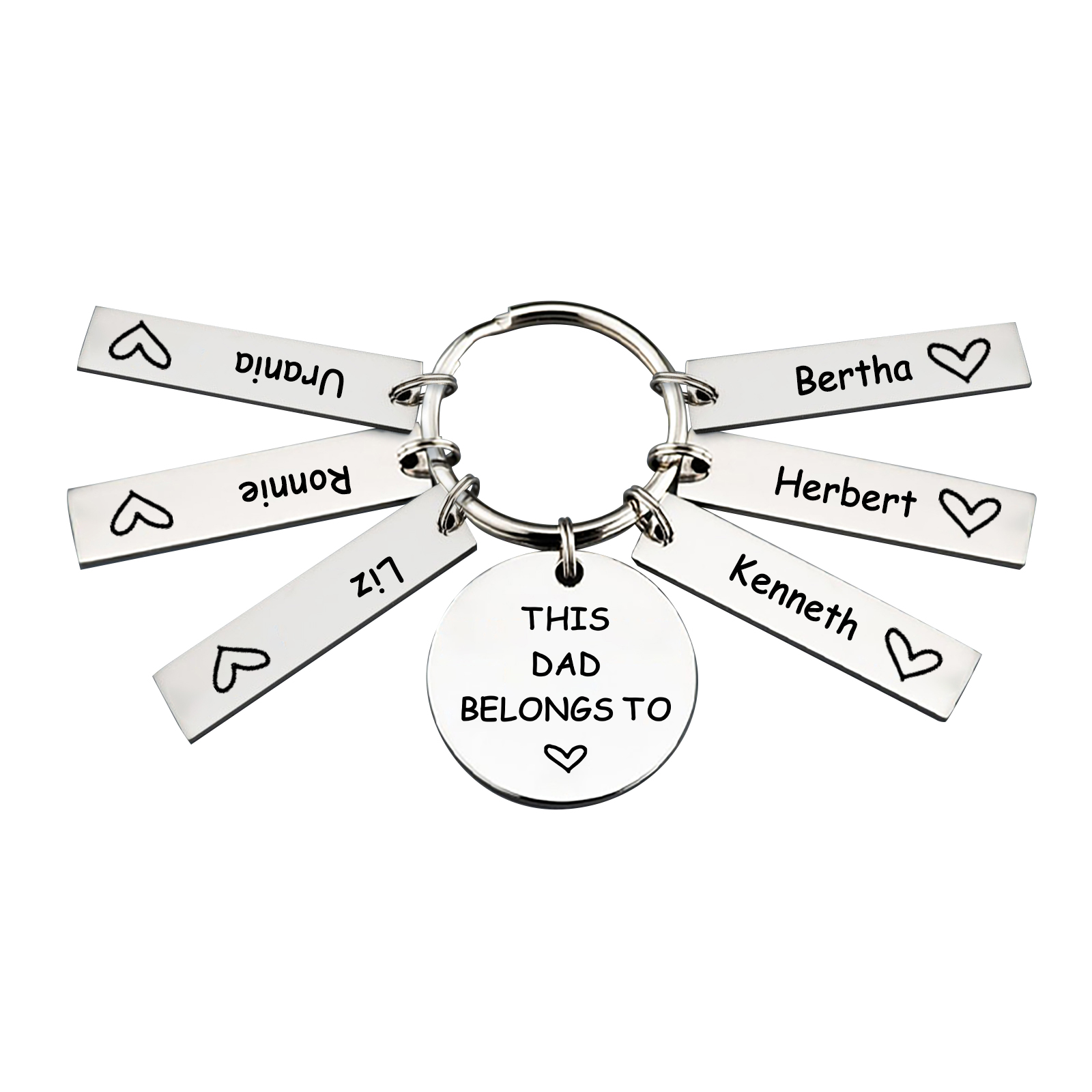 6 Names Personalized Charm Keychain This Dad Belongs To Engrave Special ...