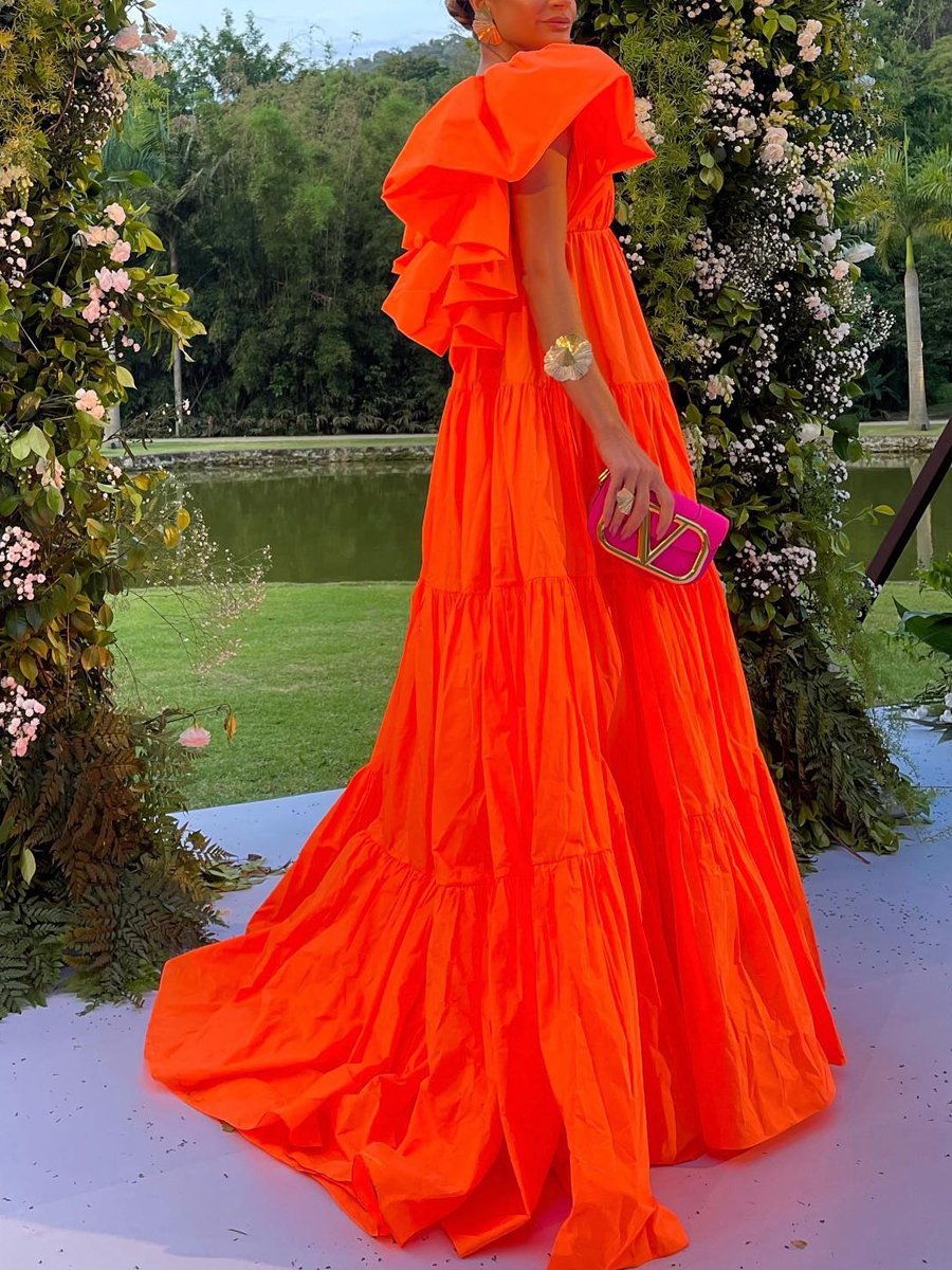 Small Flying Sleeve Long Evening Dress