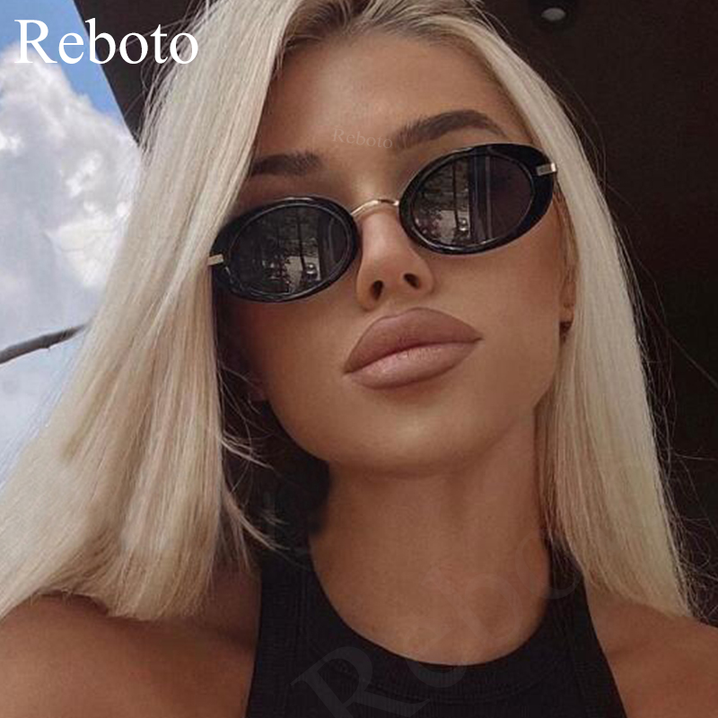 Small Oval Sunglasses Woman Vintage Elegant Black Sunglasses Female ...