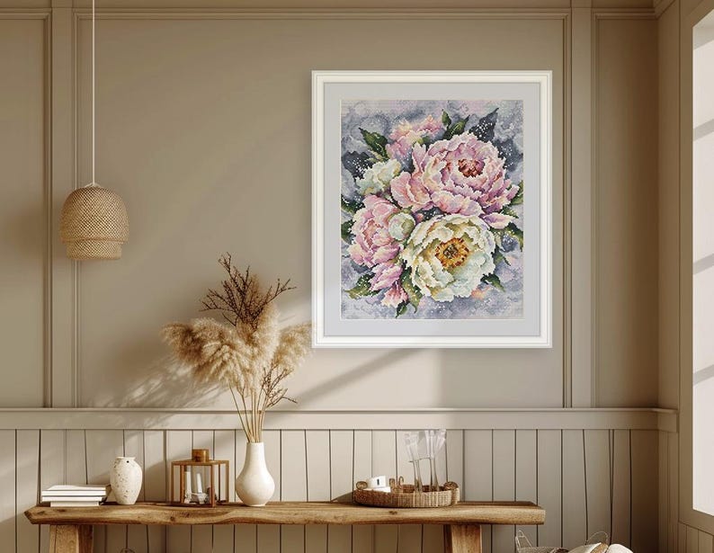 【bs-001Watercolor Peony Bouquet】