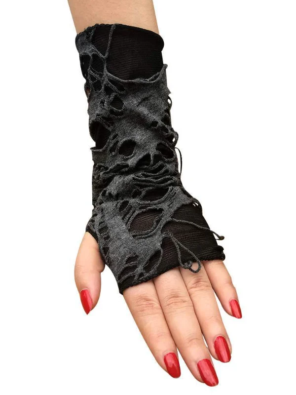 Gothic Dark Punk Style Ripped Mitten