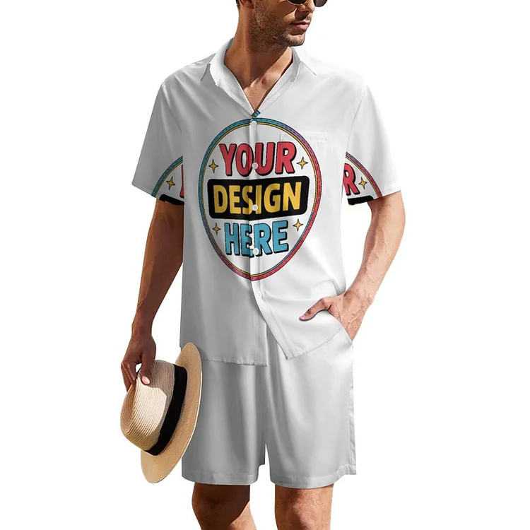 Custom Print Men’s Short Sleeve Shirt Set with Classic Collar and ...