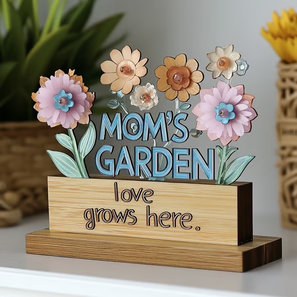 Mom’s Garden – 'Love Grows Here' Wooden Keepsake, Hand-Painted Mother’s ...