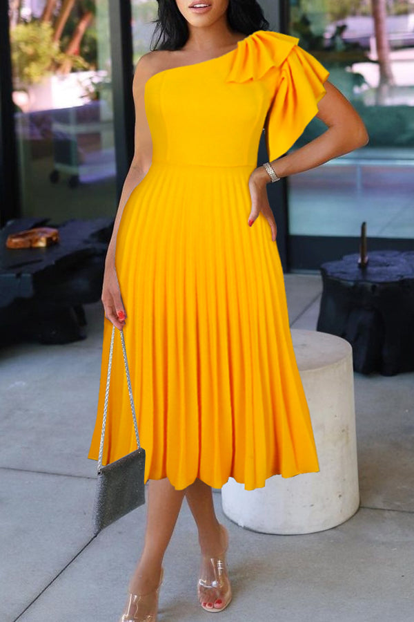 Comfort Slant Neck Irregular Short Sleeve Dress