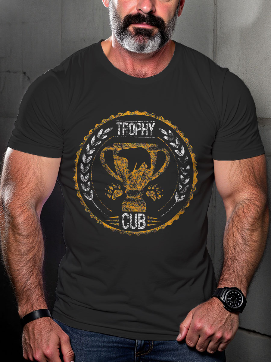 Men's Gay Trophy Cub Bear Pride Casual Print T-shirt