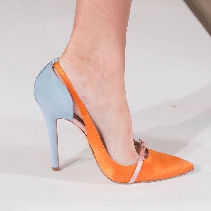 Orange and Light Blue Stiletto Heels Pumps Vdcoo