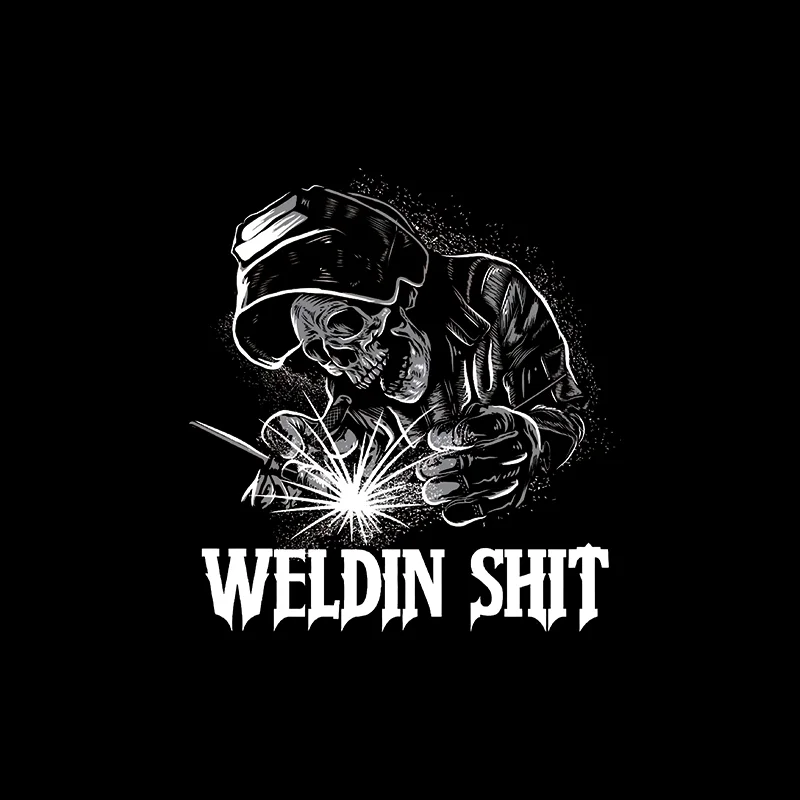 WELDING SHIT Evil Skull Graphic Black Print T-Shirt
