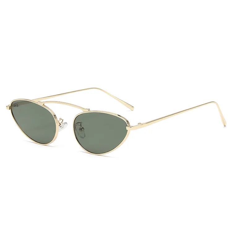 New Triangle Cat Eye Sunglasses Sun Glasses Female Metal Frame Oval ...