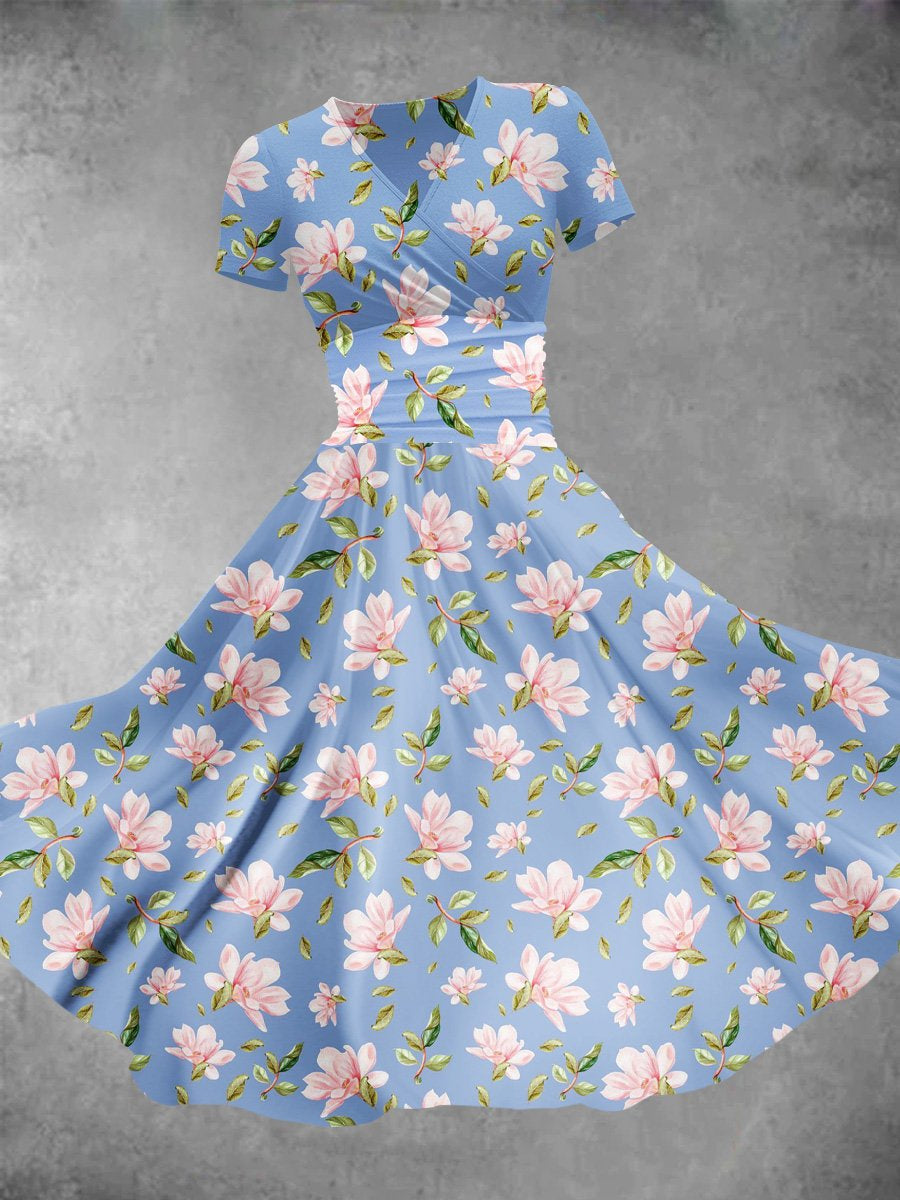 Women's Cherry Blossom Seamless Repeat Pattern Printed Maxi Dress