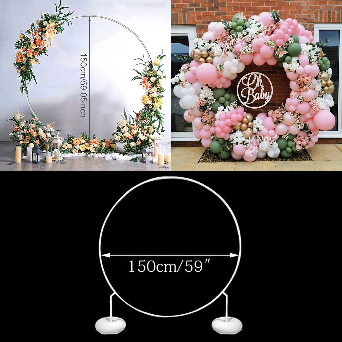 Circle Wedding Arch With Stand Balloon Arch Holder Birthday Party Decor ...