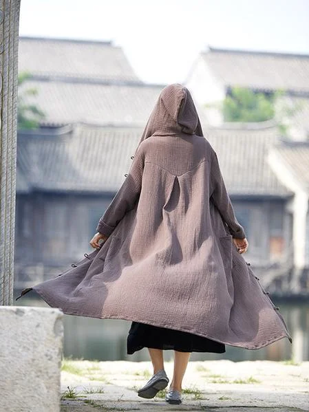 Ethnic-Inspired Mystical Linen Cape Coat