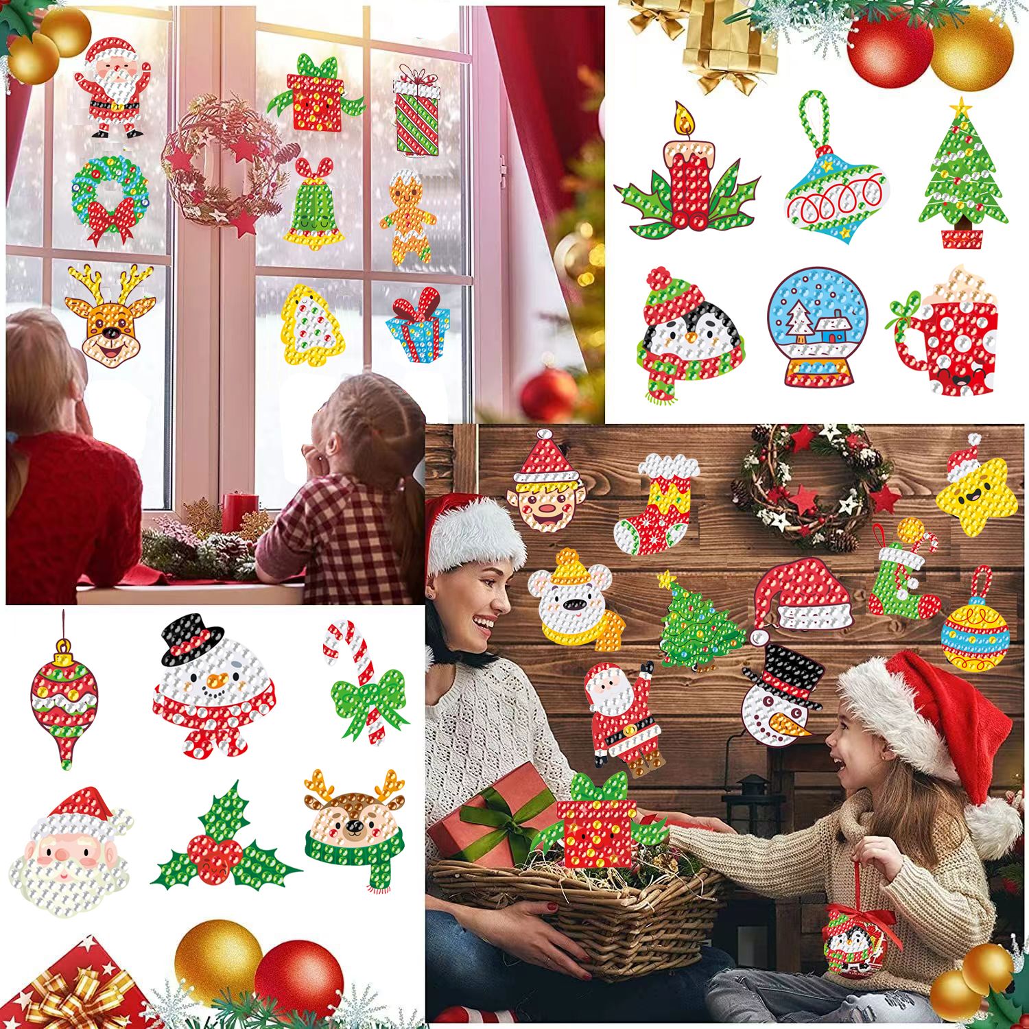 DIY Sparkling Diamond Painting Stickers Wall Sticker | Christmas