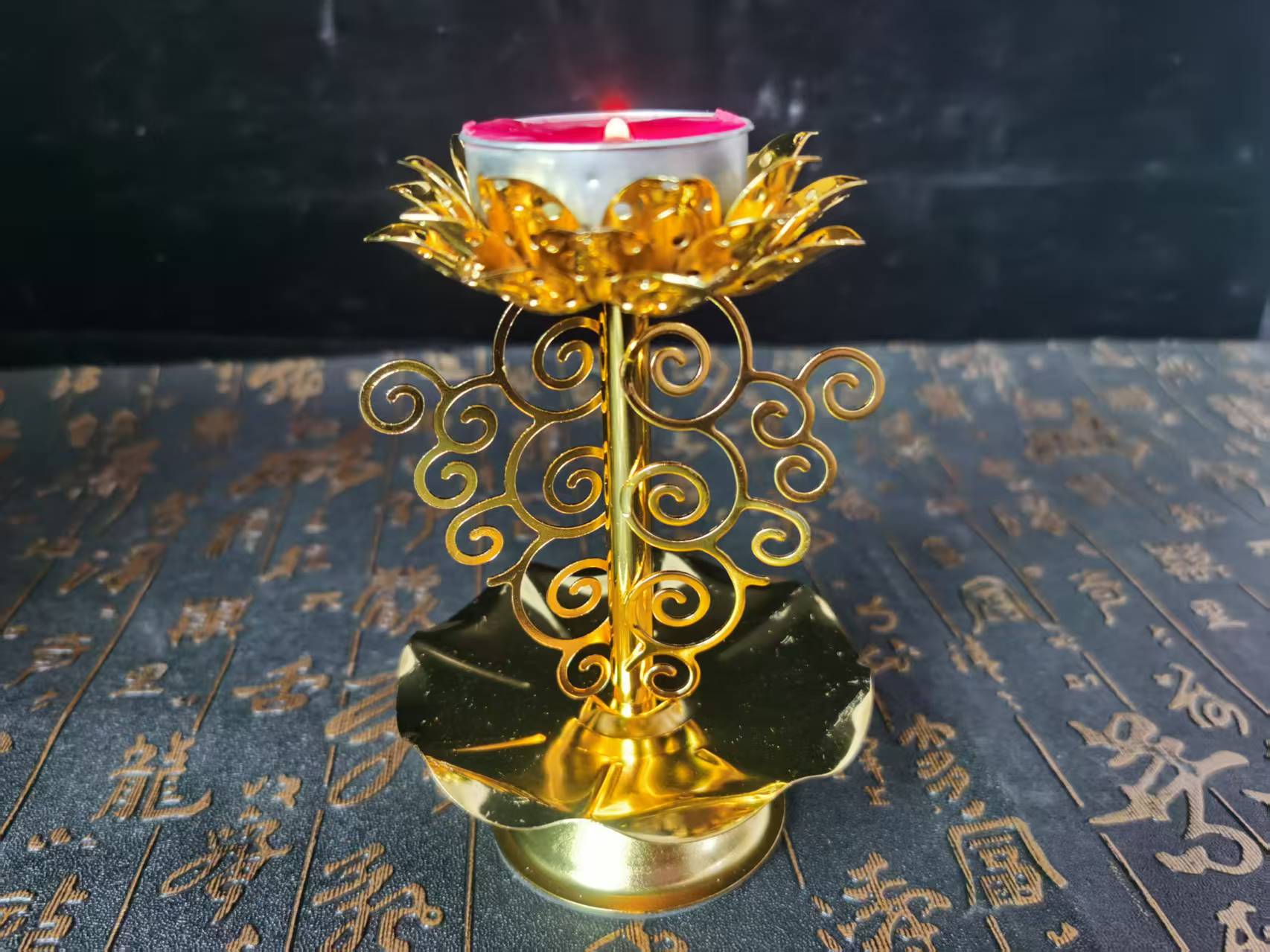 Exquisite yellow Yoga alloy Candle Holder Lotus Meditation Relaxing ...