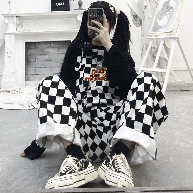 COW OR CHECKERBOARD PRINT CARGO OVERALLS
