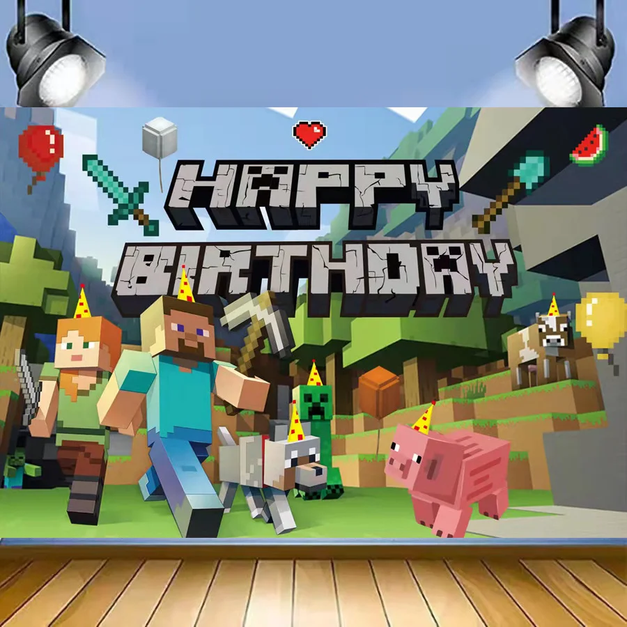 Shop Affordable Minecraft 1 Birthday Party Backdrop for Birthday
