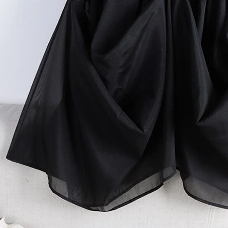 Steampunk Black Ptachwork Fungus Edge Folds Tulle Skirt
