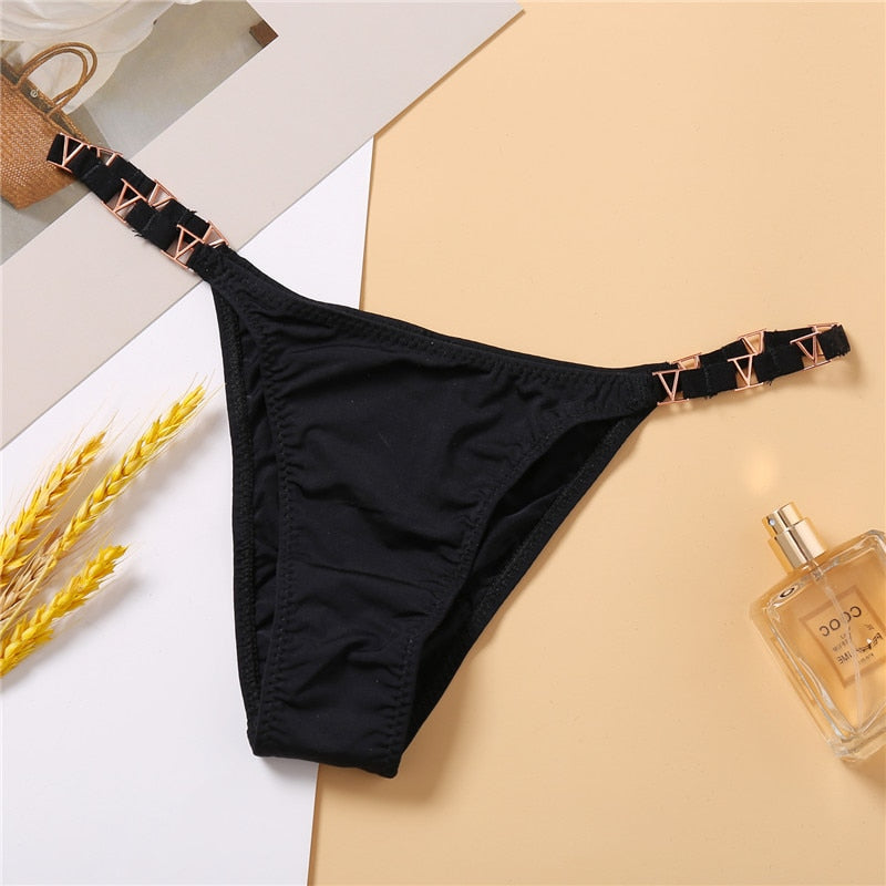 Women G-String Shinny Metal Waist Elastic T-back Slip Panty Female ...