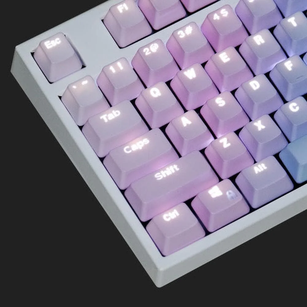 4 Styles Pastel Rainbow PBT Pastel Backlit Rainbow Kawaii Keycaps SP16336