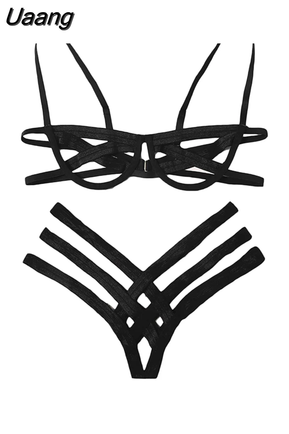 Uaang Erotic Lingerie Sexy Fashion Lace Lingerie Underwear Set Steel Ring Pajamas Garter Sexy