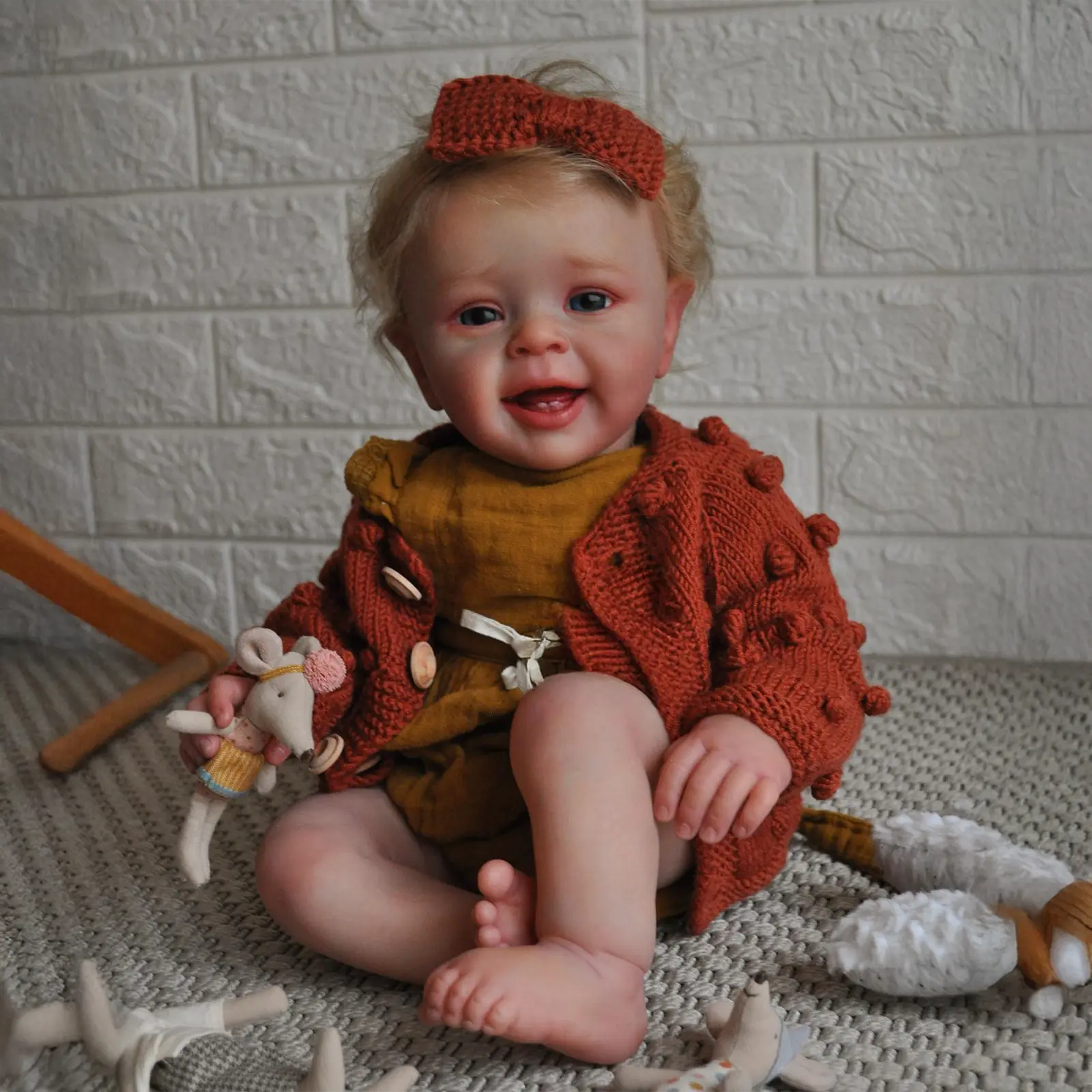 20" Innocent and Cute Cloth Body Toddler Girl Baby Doll Komin With Blue ...