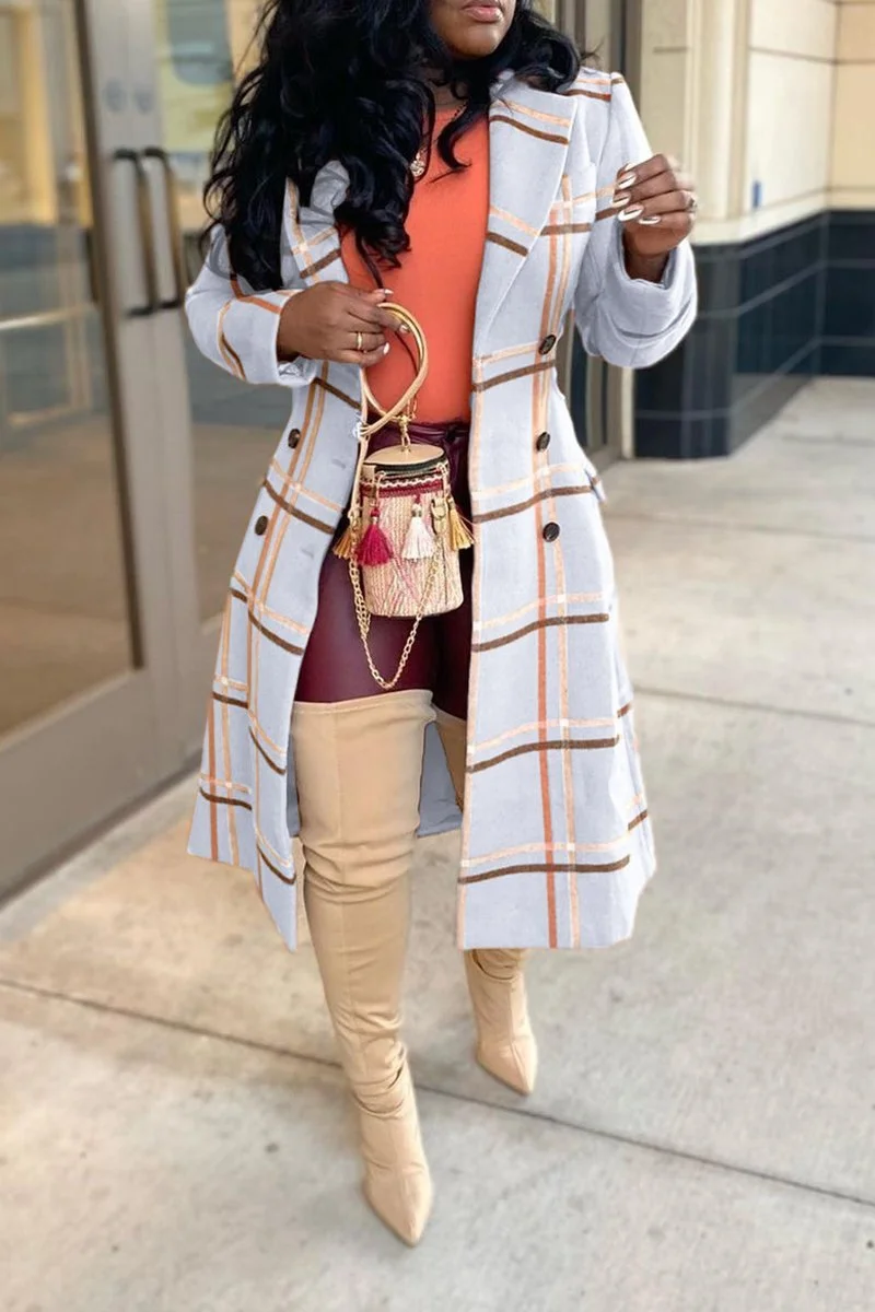 Fashion Plaid Print Coat