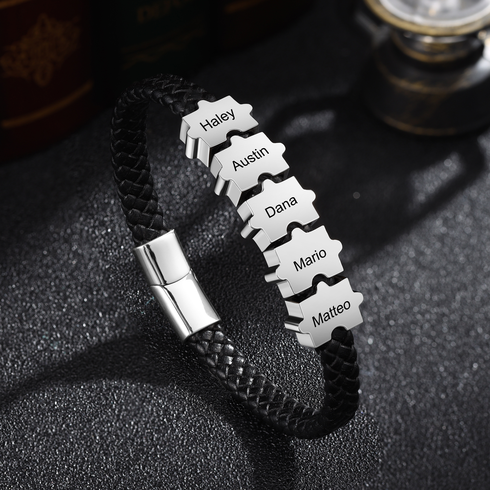 Engraved Bracelet For Men 2 Names-Personalized Mens Bracelet Engraved ...