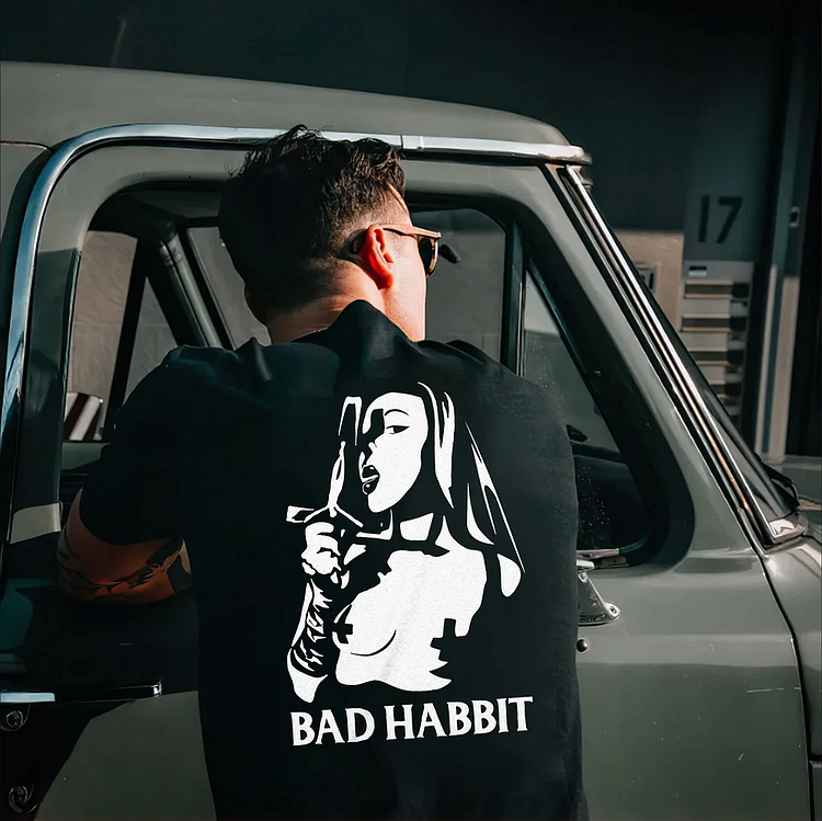 BAD HABBIT Sexy Nun Black Print T-shirt