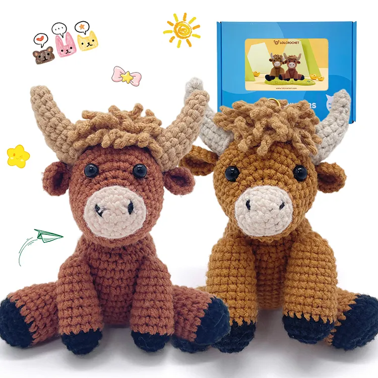 Highland Cow Crochet Kit for Beginners Animals Amigurumi Starter Set ...