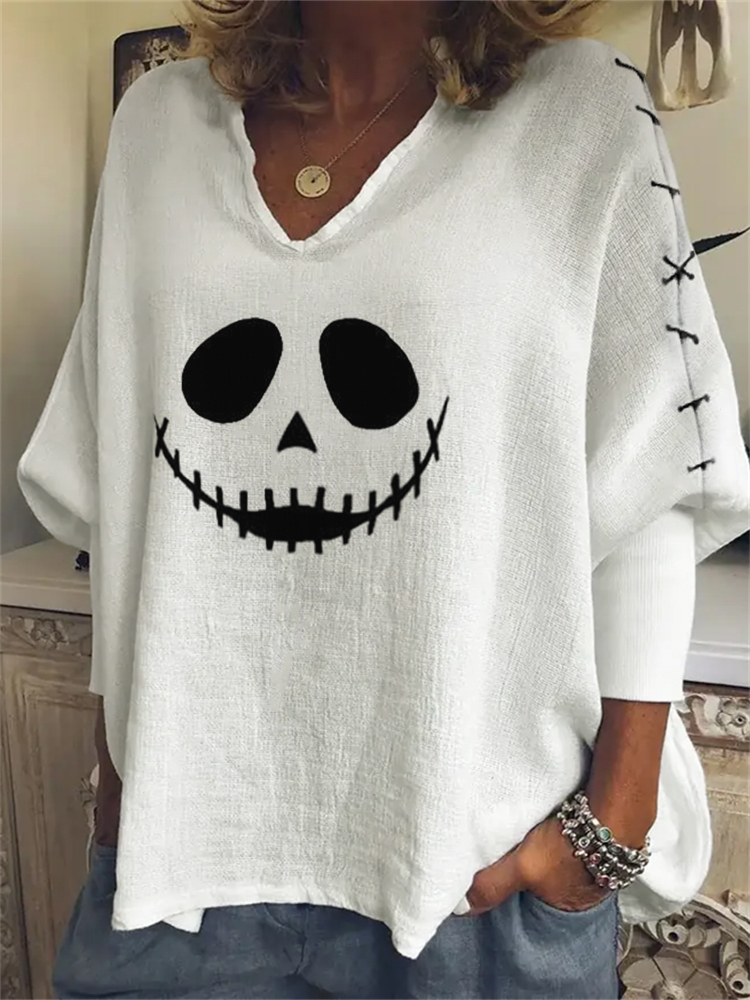 Halloween Spooky Face Stitch Oversize Tunic
