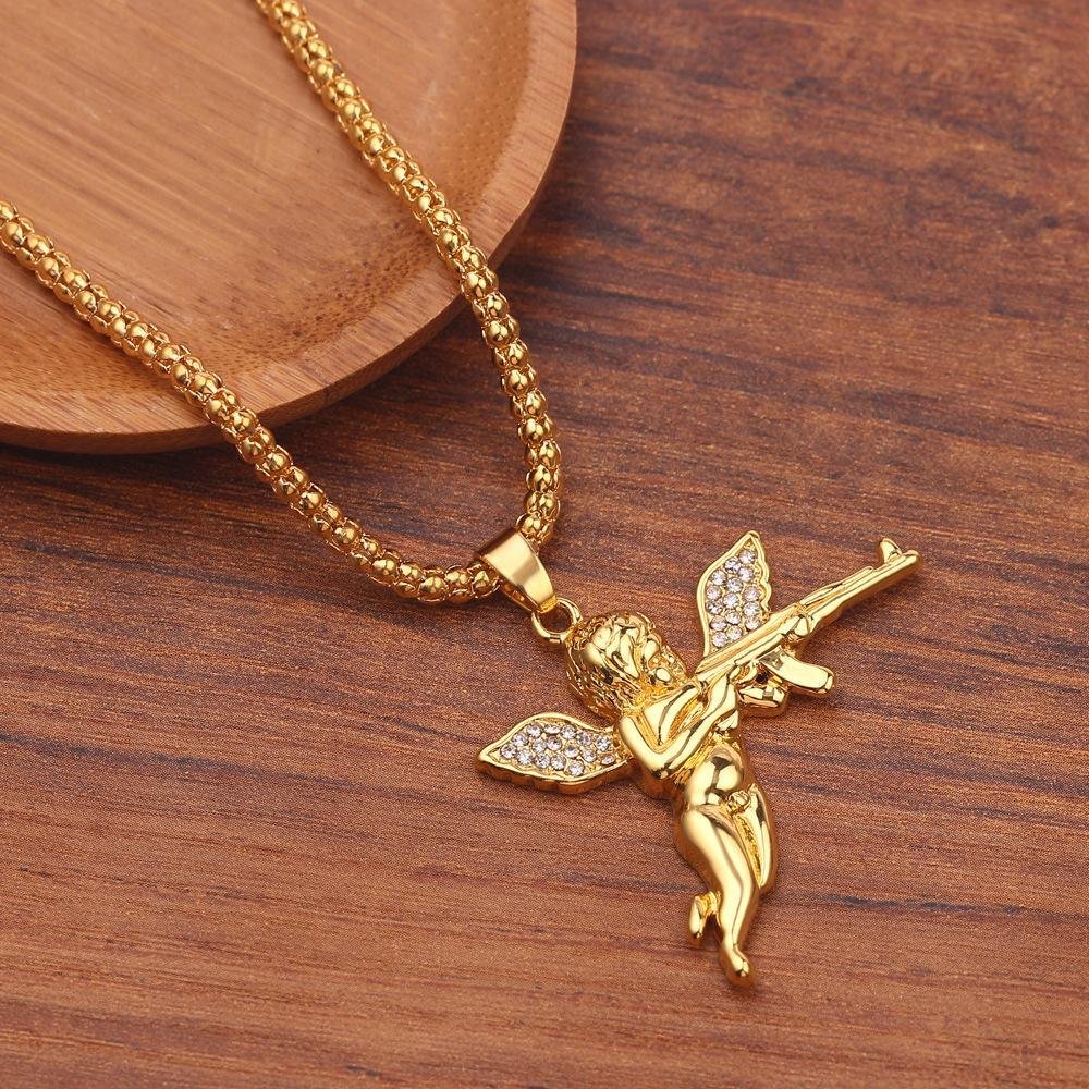 MACHINE GUN ANGEL PENDANT NECKLACE