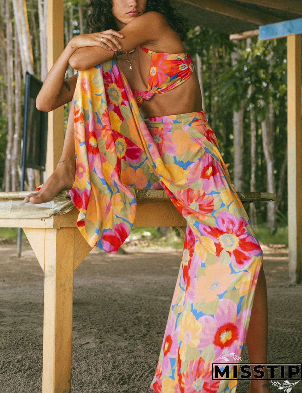 Split Spirit Floral Pants - MissTip